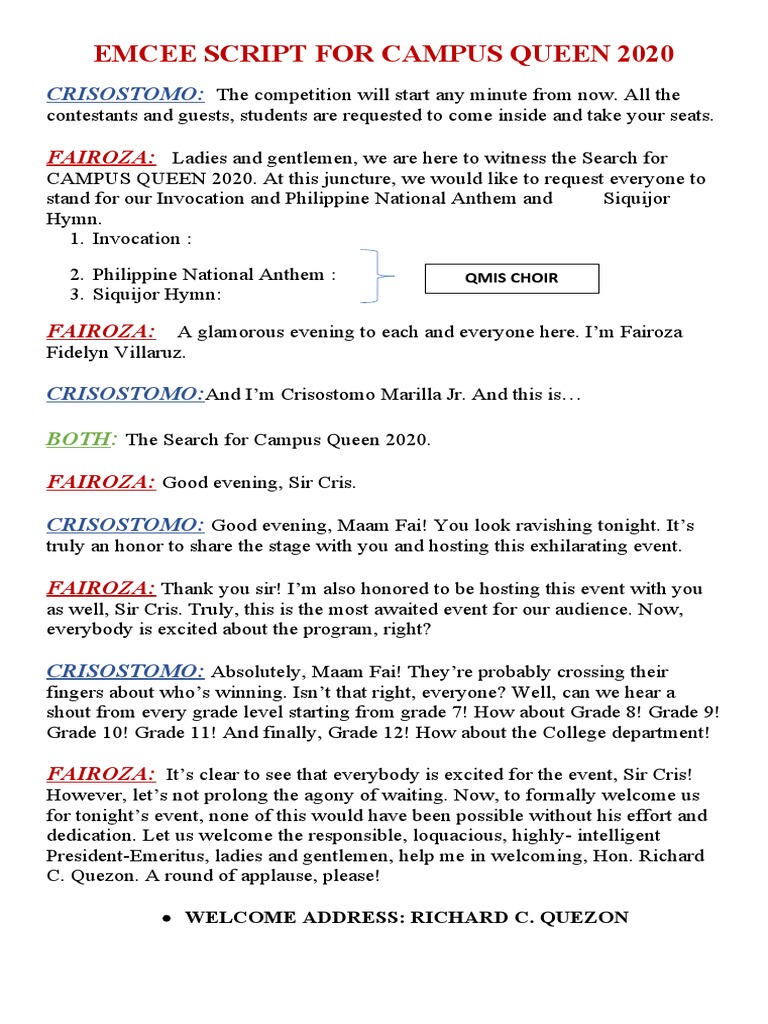 Emcee Script Pageant | PDF | Dress Codes | Clothing