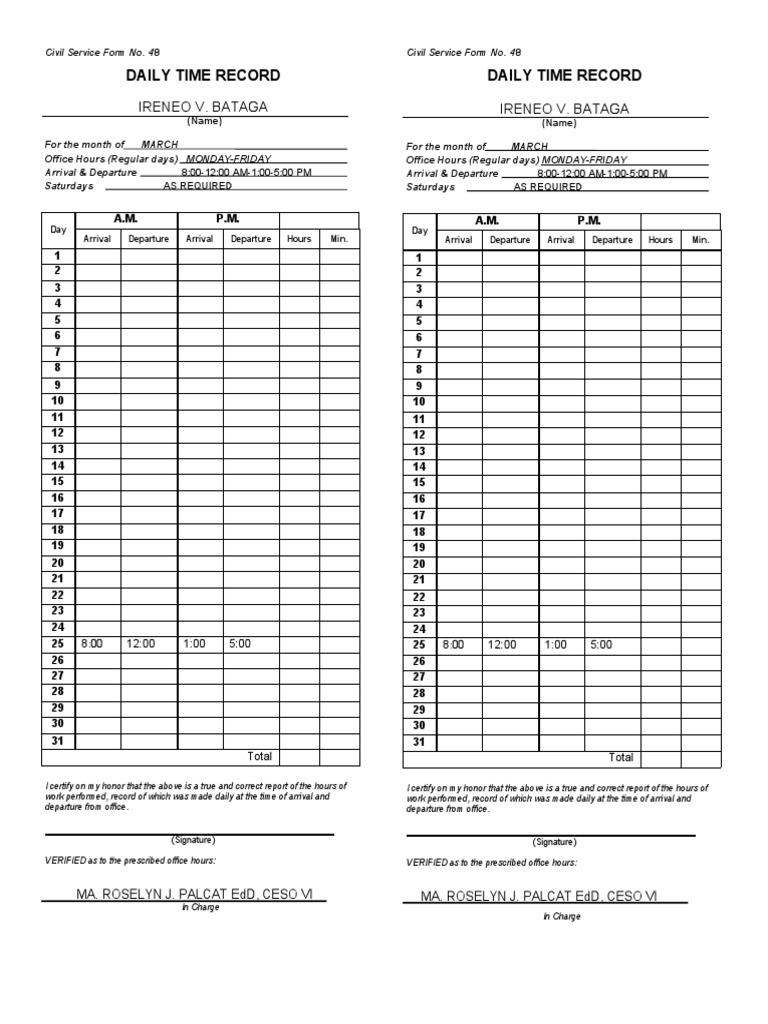 Civil Service Form No | PDF