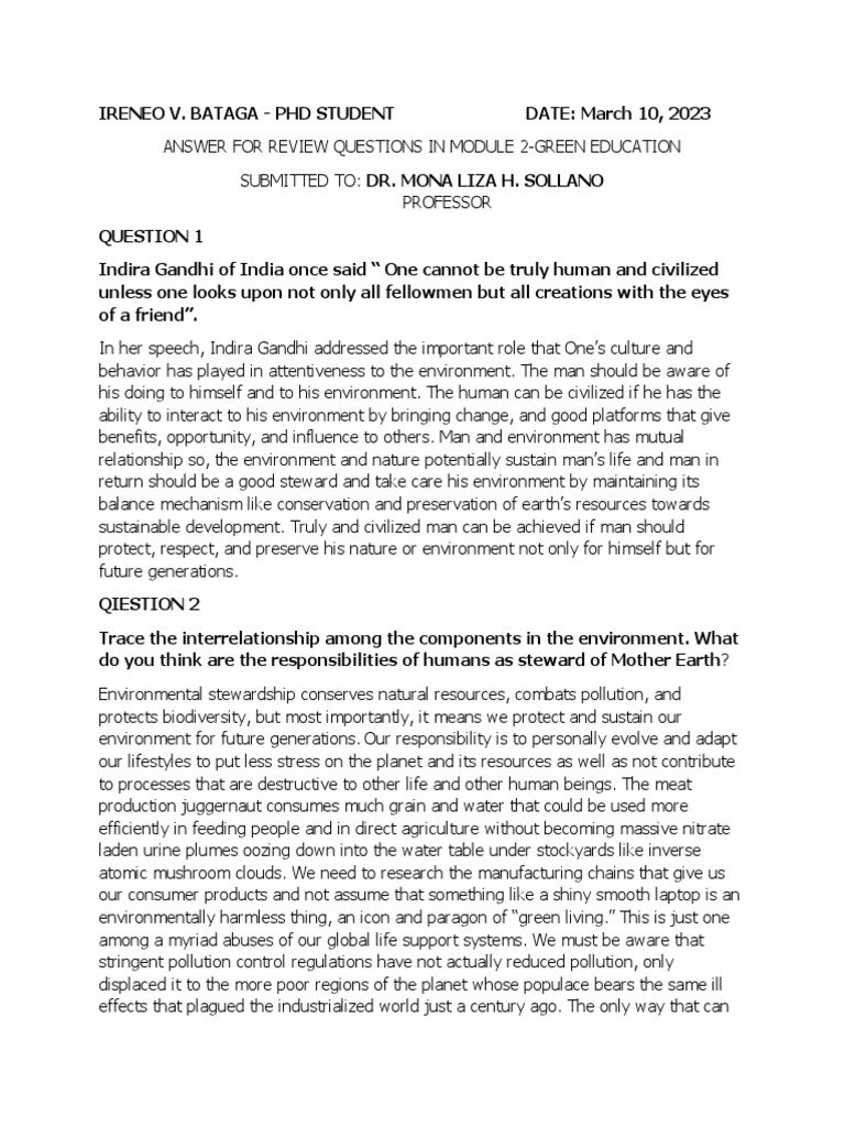 Green Education: Stewardship & Sustainability | PDF | Natural ...