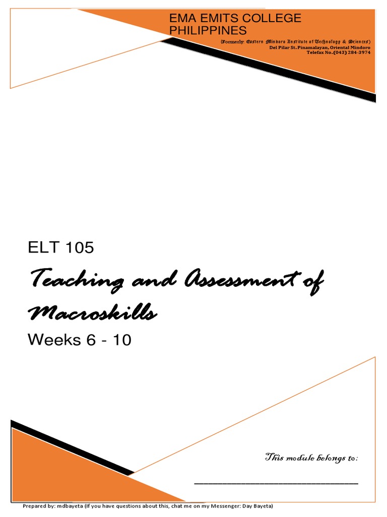 Modules 6 10 Teach Macroskills Revised | PDF | Educational Assessment | Teachers