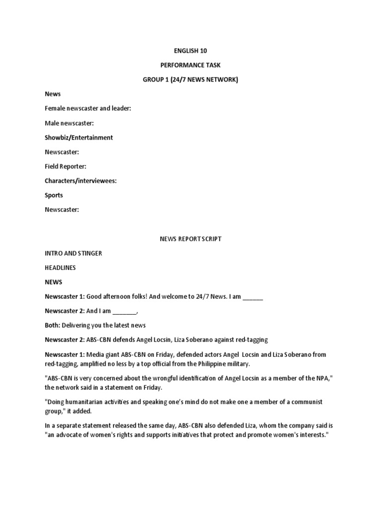 24-7 News Network-News Script | PDF | Philippines