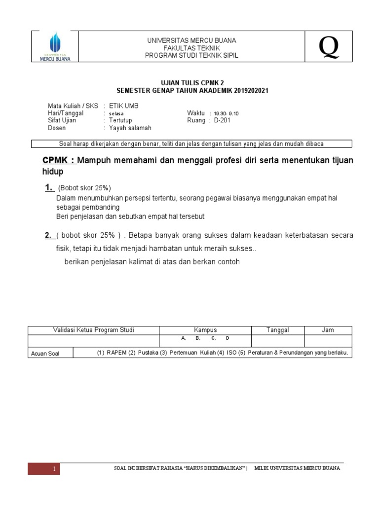 CPMK Etik Umb 2 | PDF