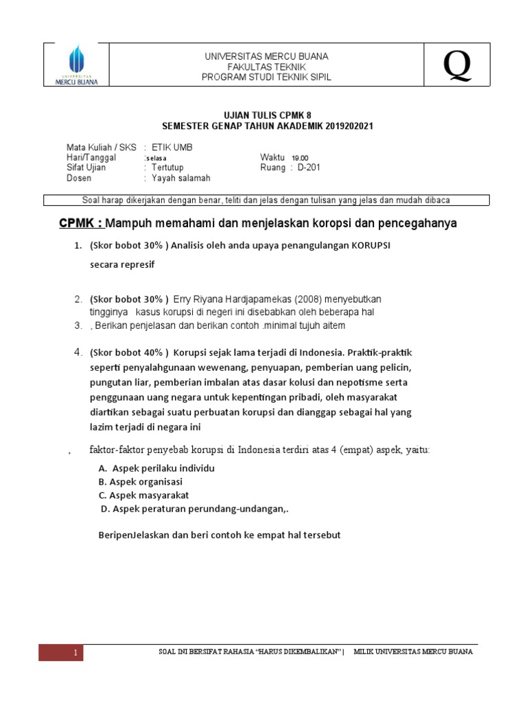 CPMK Etik Umb 8 | PDF