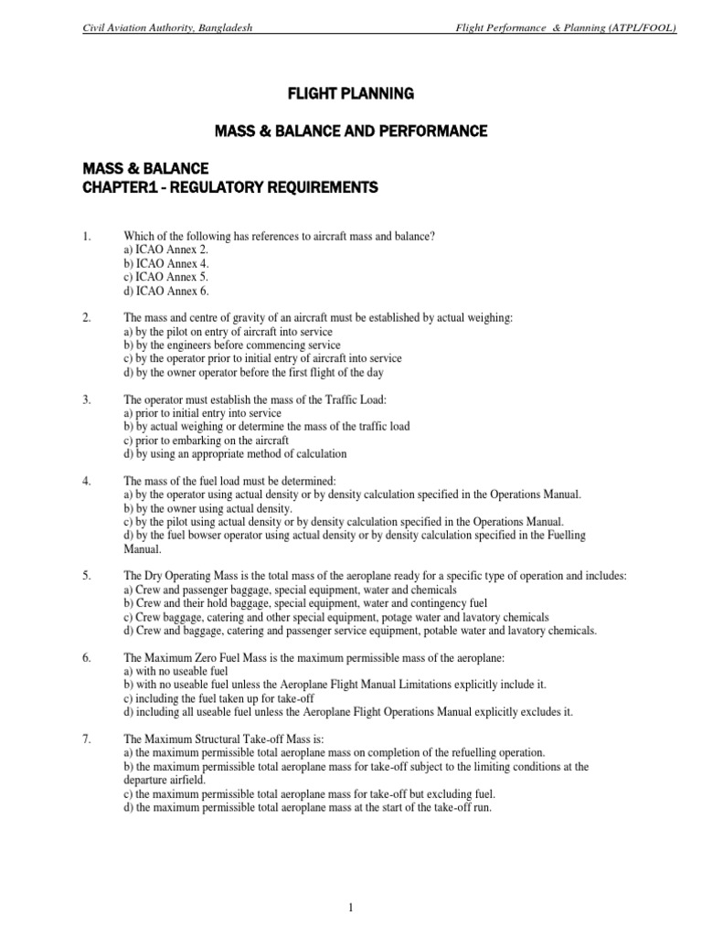1 Mass & Balance and Performance | PDF | Aviation | Aircraft