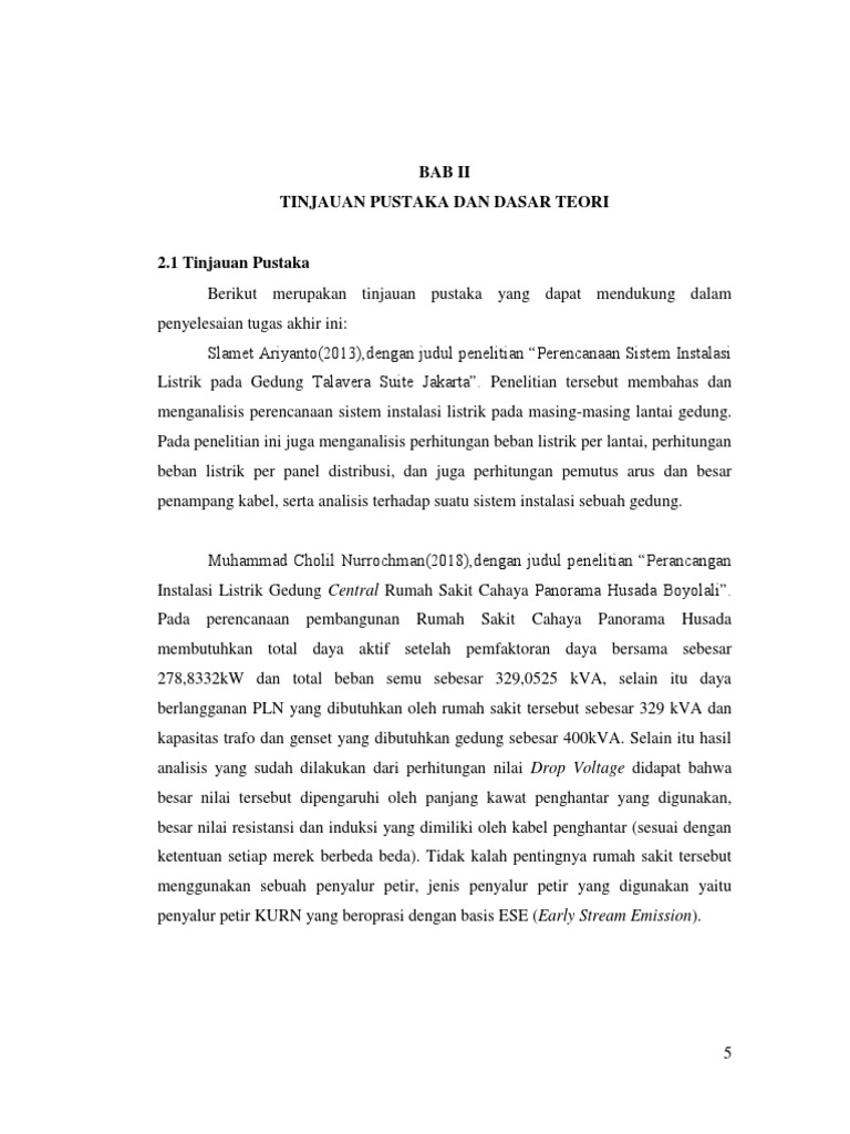 Tinjauan Pustaka dan Dasar Teori Instalasi Listrik | PDF