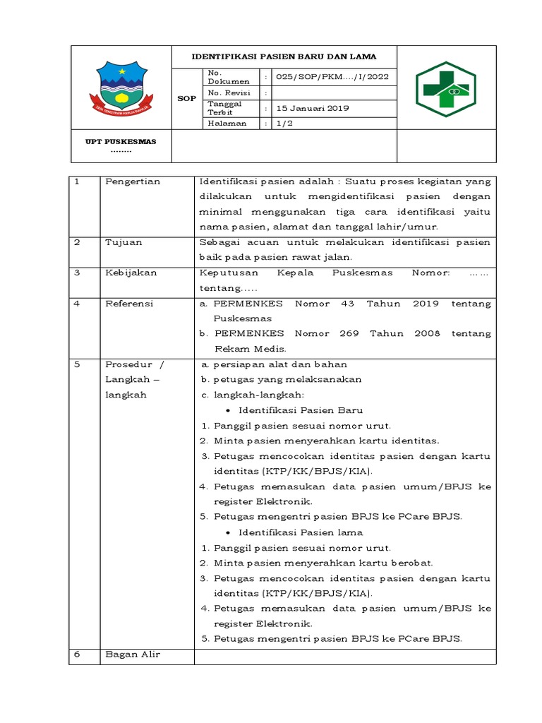 Sop Identifikasi Pasien Baru Lama | PDF