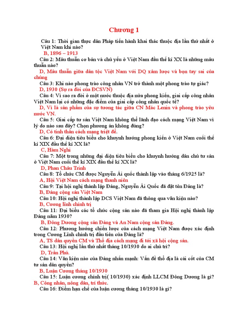 Trắc nghiệm 4 chương LSD | PDF