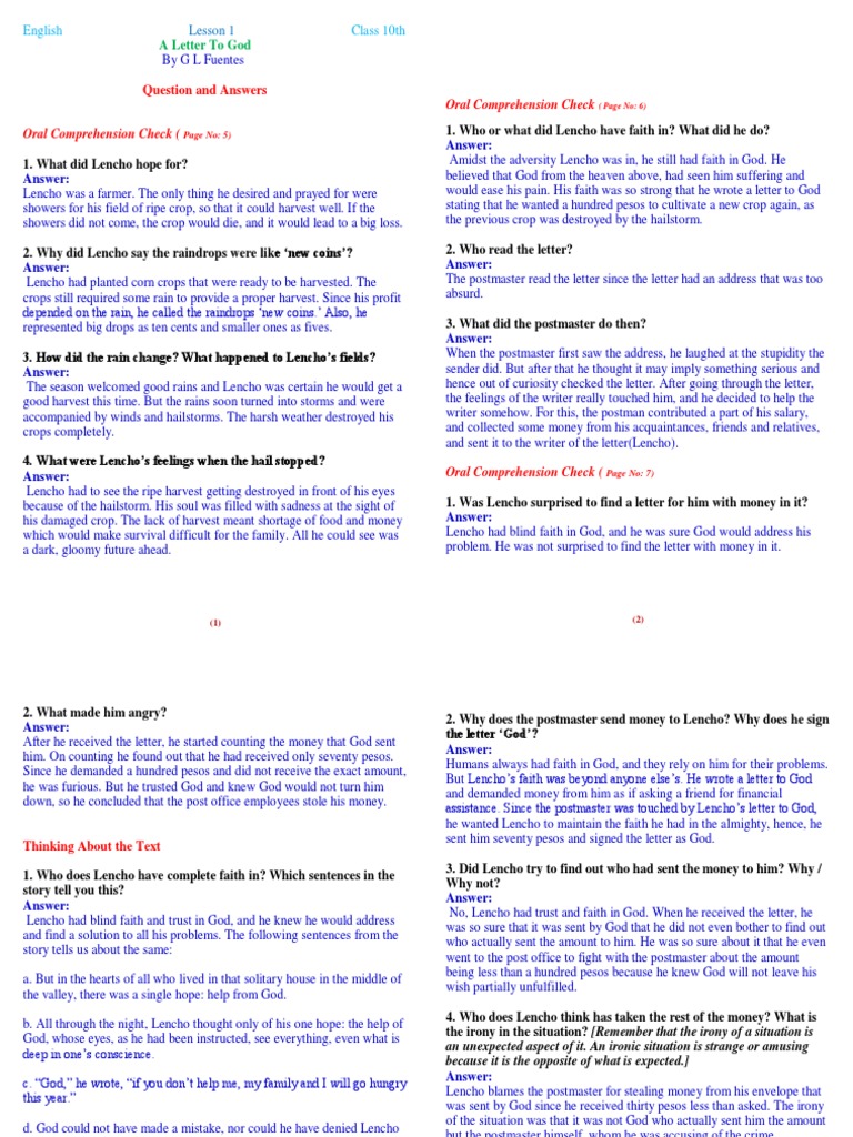 A Lesson in Faith: How Lencho's Unwavering Trust in God Led to ...