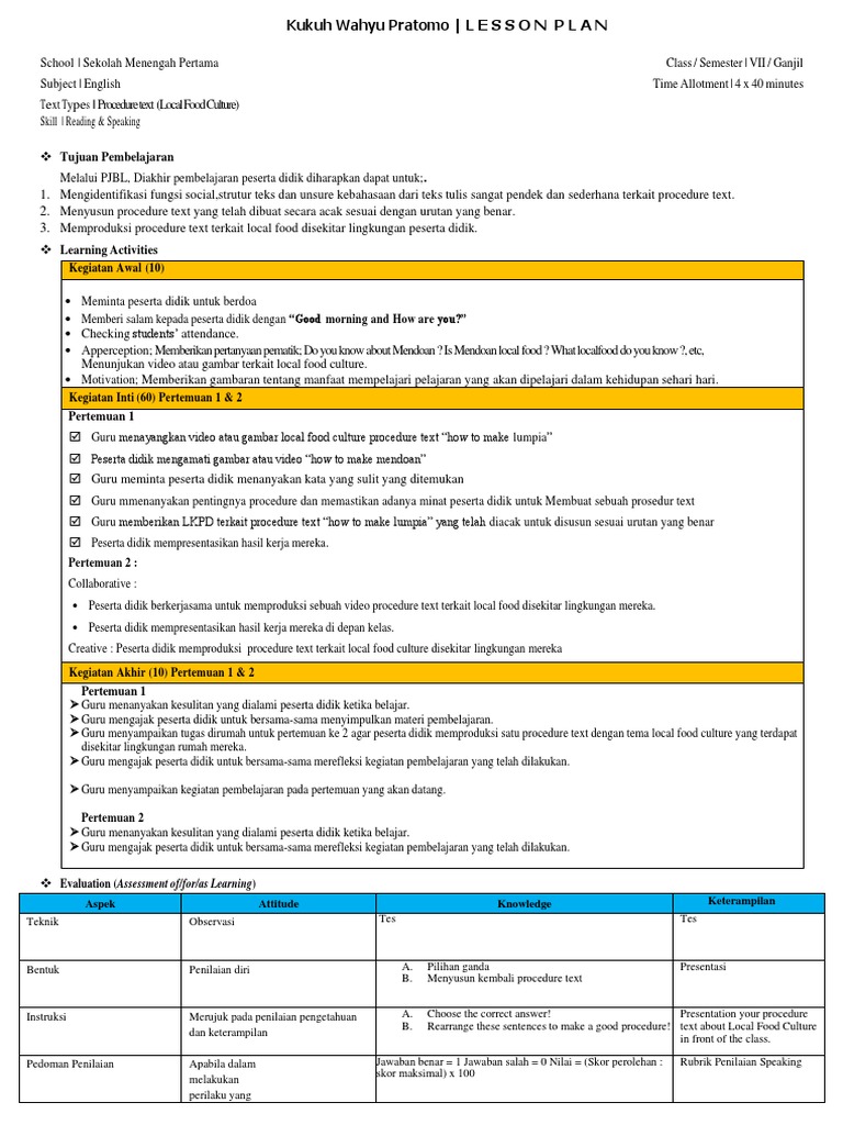 Lesson Plan Bahasa Inggris Crt Pdf