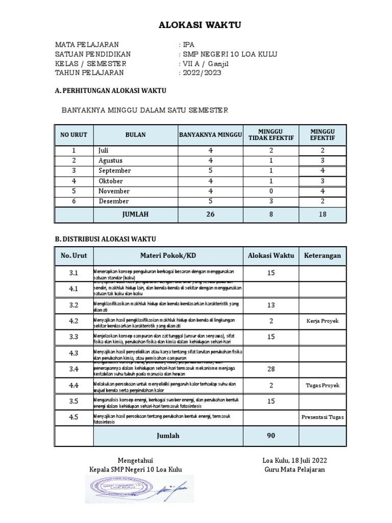 Format Prosem Semester Ganjil - 2022-2023 | PDF