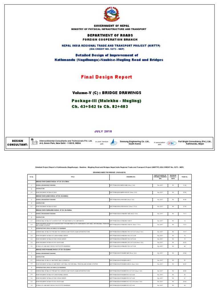 Final Design Report: Package-III (Malekhu - Mugling) Ch. 43+542 To Ch ...