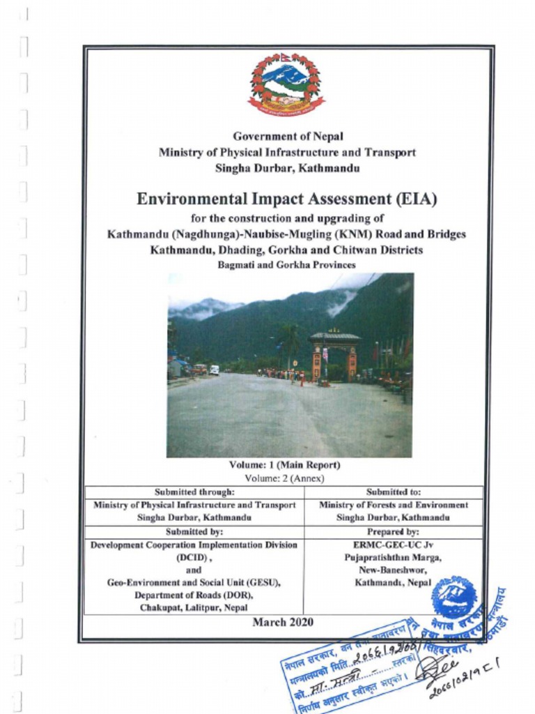 Final EIA Report of Kathmandu-Naubise-Mugling (KNM) Road - Main Report - May 2020 | PDF