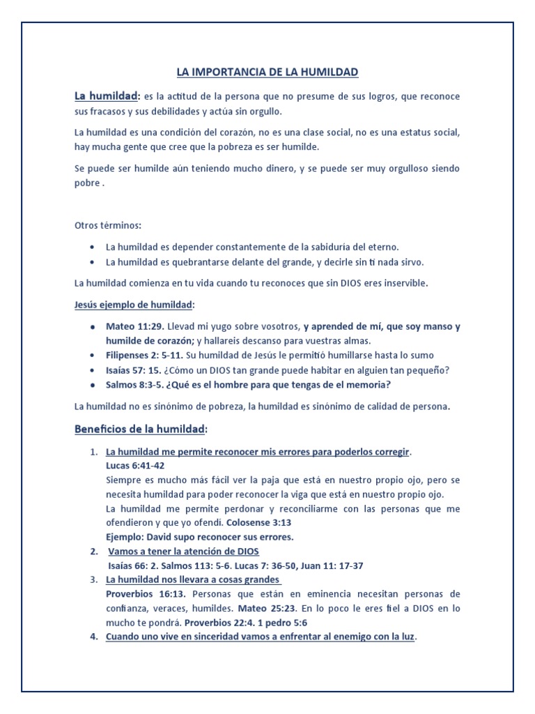 La Importancia de La Humildad | PDF | Biblia | Contenido bíblico