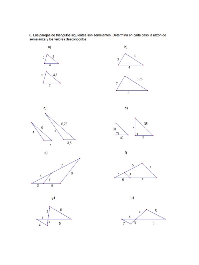 Ejercicios Triangulos Semejantes | PDF