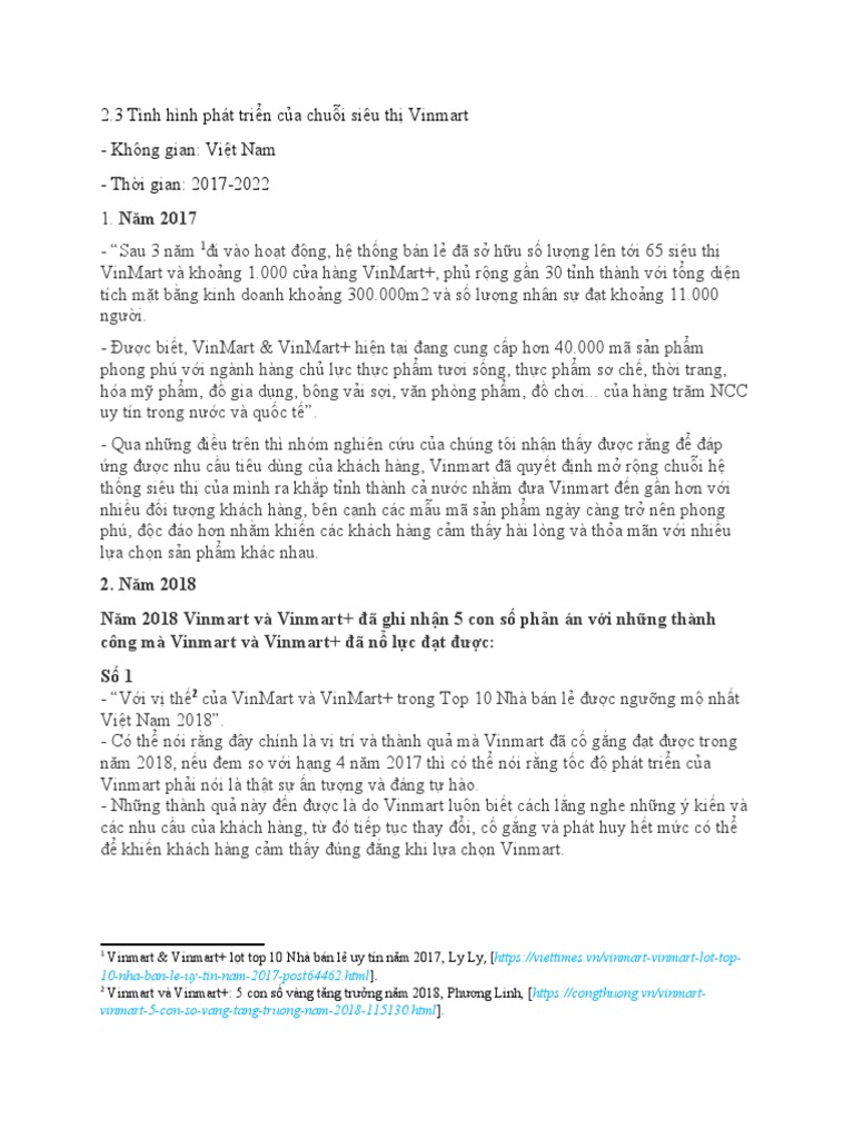2.3 Tình hình phát triển của chuỗi siêu thị Vinmart - Không gian: Việt Nam - Thời gian: 2017 ...