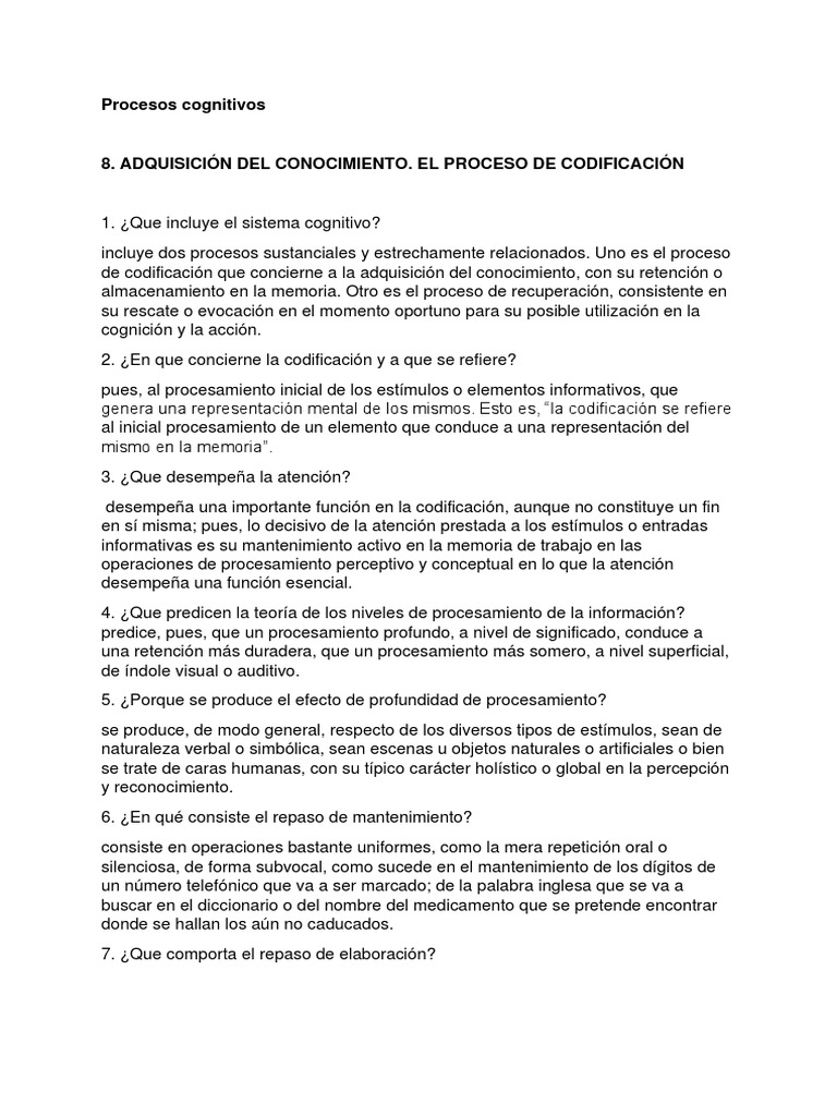 Tarea 8 Procesos Cognitivos | PDF | Memoria | Conocimiento Tarea 8 Procesos Cognitivos | PDF | Memoria | Conocimiento