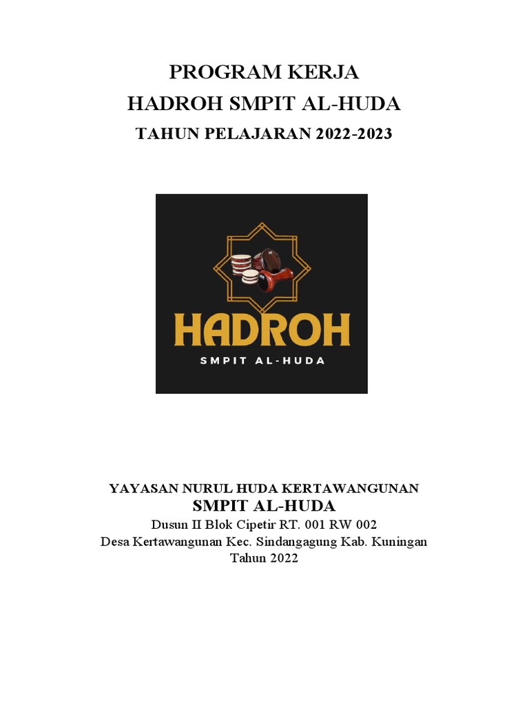 Program Kerja Hadroh Smpit Al-Huda: TAHUN PELAJARAN 2022-2023 | PDF | Seni
