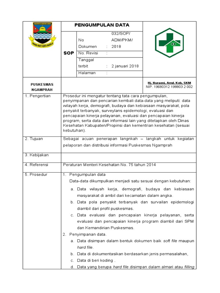 390476854 Sop Pengumpulan Data Docx | PDF