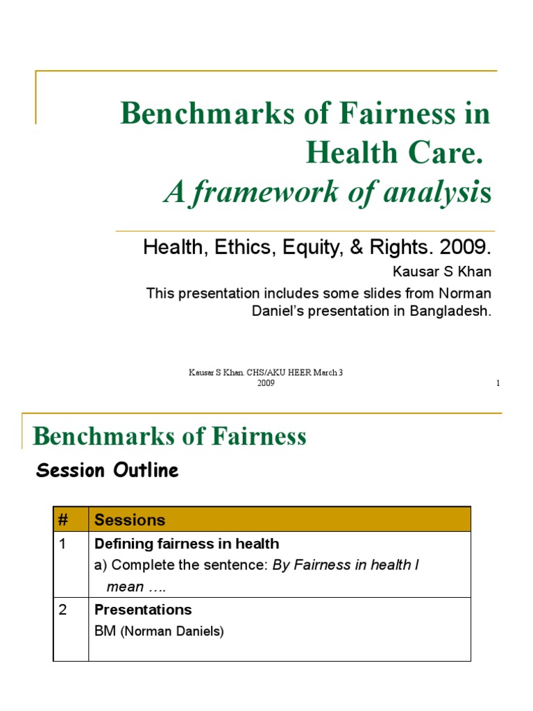 Benchmarks of Fairness in Health Care.: A Framework of Analysis | PDF | Social Inequality ...