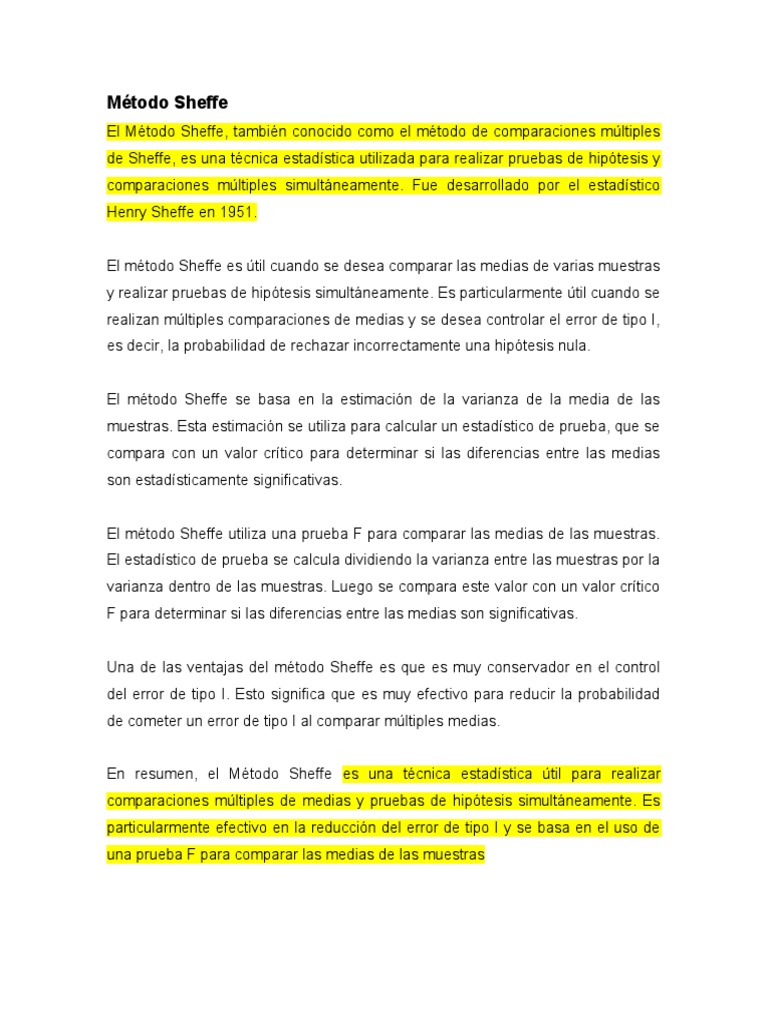Método Sheffe | PDF | Análisis de variación | Errores tipo I y tipo Ii