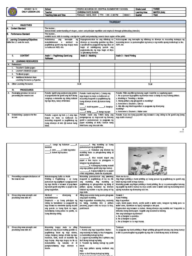 DLL-MAPEH 3_Q3-W1 | PDF