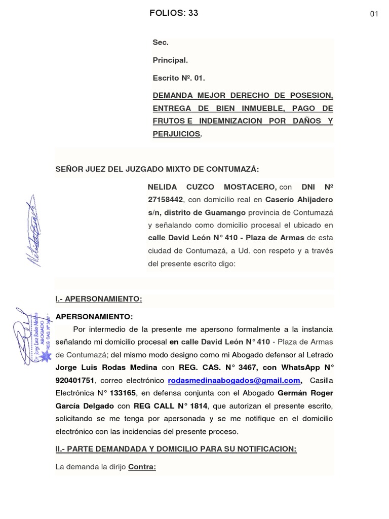 Y Señalando Como Domicilio Procesal El Ubicado En: Apersonamiento | PDF ...