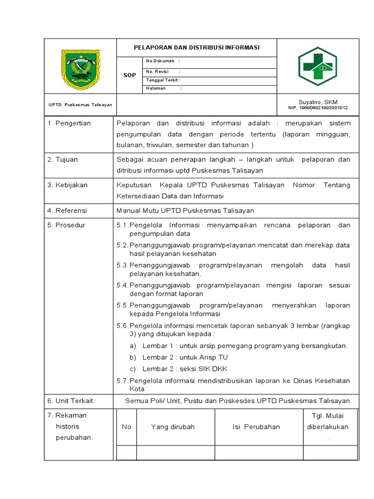2-3-17 Ep 4 Sop Pelaporan Dan Distribusi Informasi | PDF