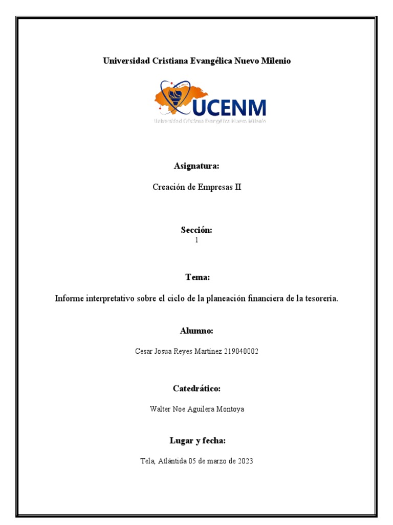 Informe Interpretativo Sobre El Ciclo de La Planeación Financiera de La ...