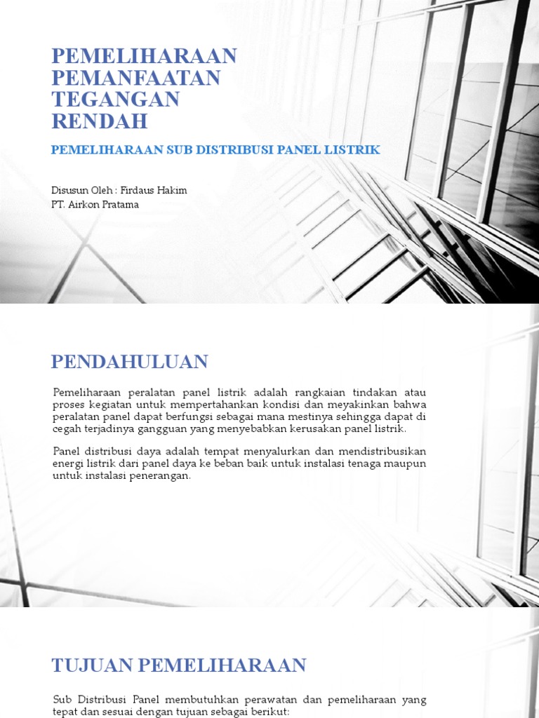 Pemeliharaan Komponen Sub Distribusi Panel Listrik | PDF