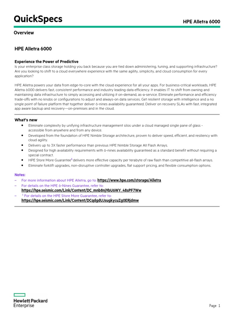 Hpe Alletra 6000 | PDF | Cloud Computing | Computer Data Storage