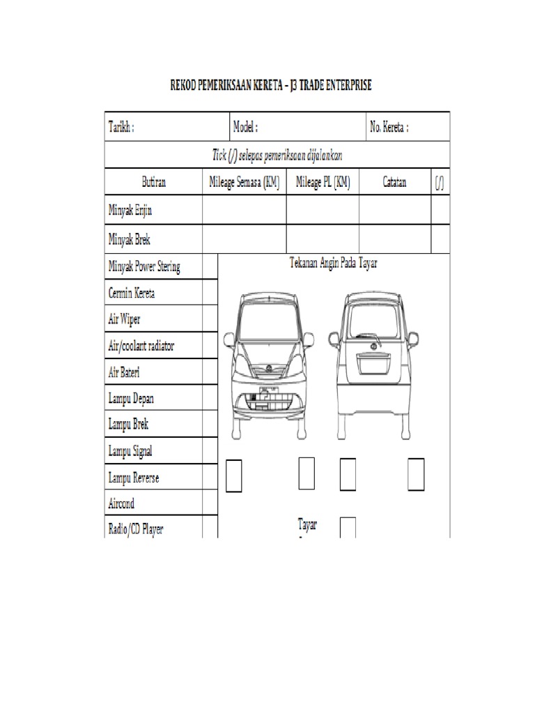 Checklist Kereta | PDF