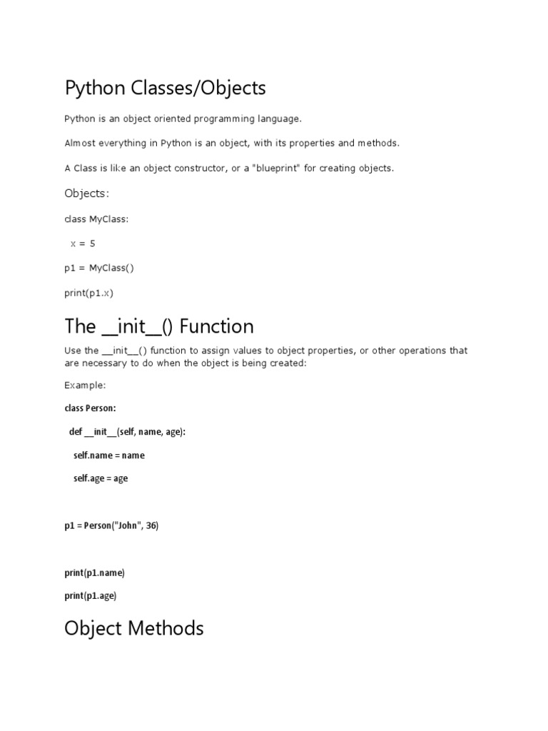 Python Classes Pdf Class Computer Programming Inheritance Object Oriented Programming