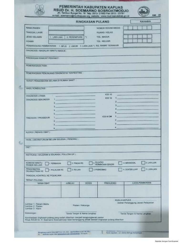 Form Ringkasan Pulang Pasien | PDF