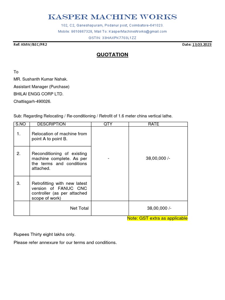 China Lathe Quotation | PDF | Manufactured Goods