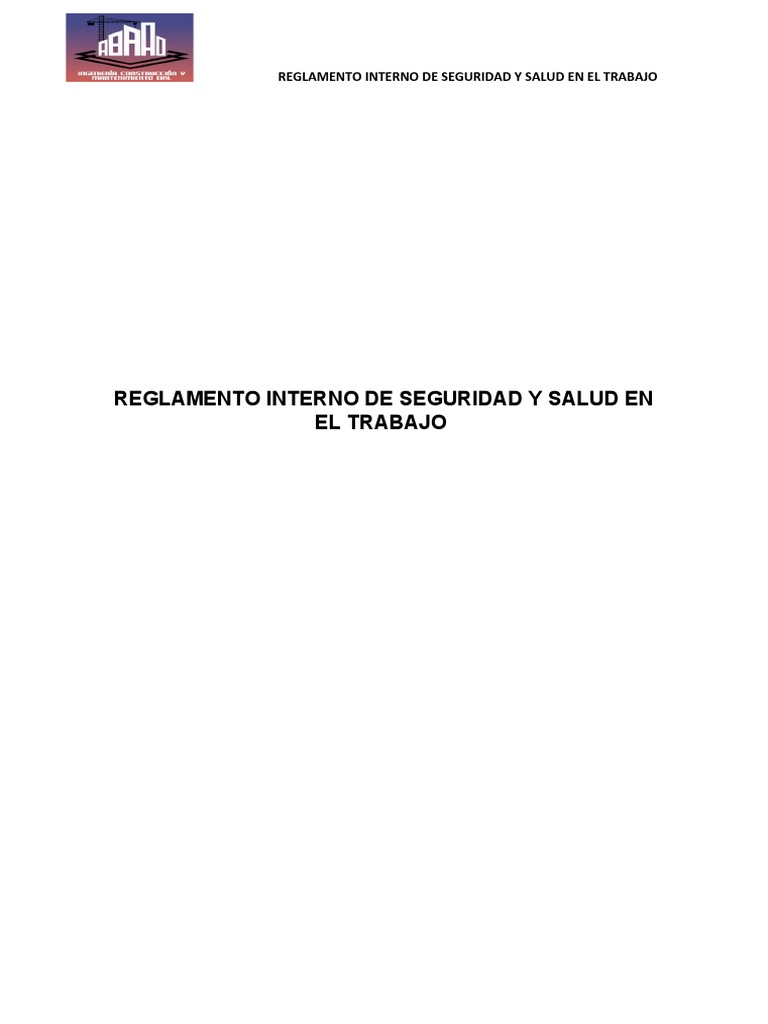 REGLAMENTO-INTERNO-DE-SEGURIDAD-Y-SALUD-EN-EL-TRABAJO-_RISST_ | PDF | Seguridad y salud ...