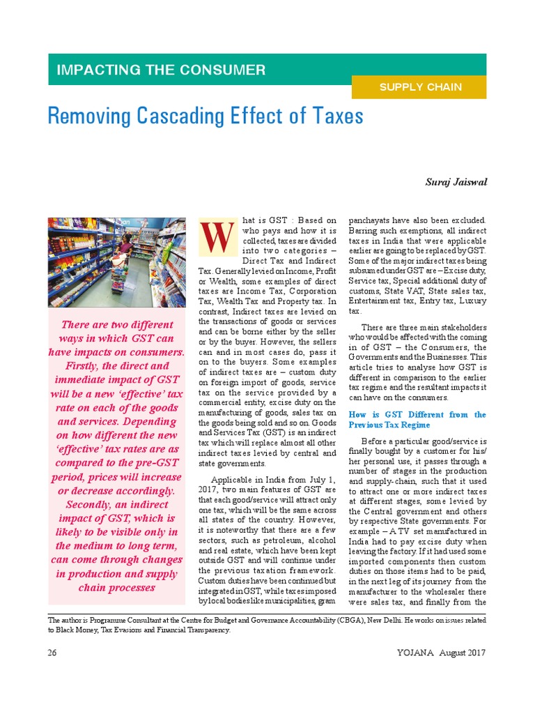 Removing Cascading Effect of Taxes GST | PDF | Taxes | Value Added Tax