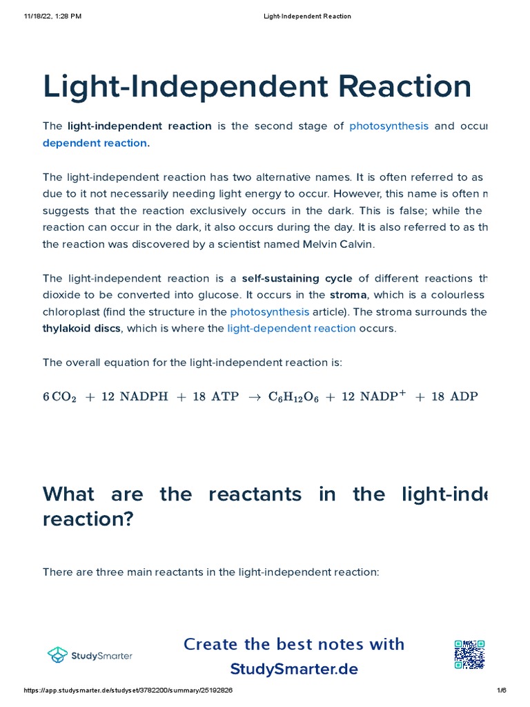 Light-Independent Reaction | PDF | Biotechnology | Photosynthesis