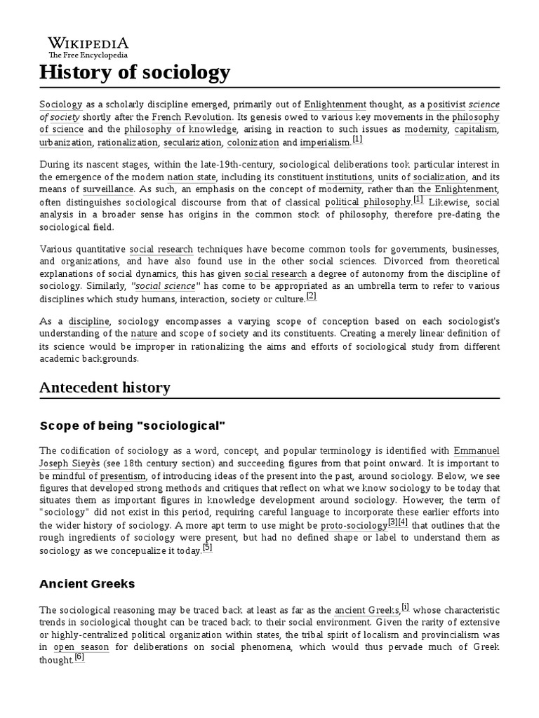 History of Sociology | PDF | Sociology | Positivism