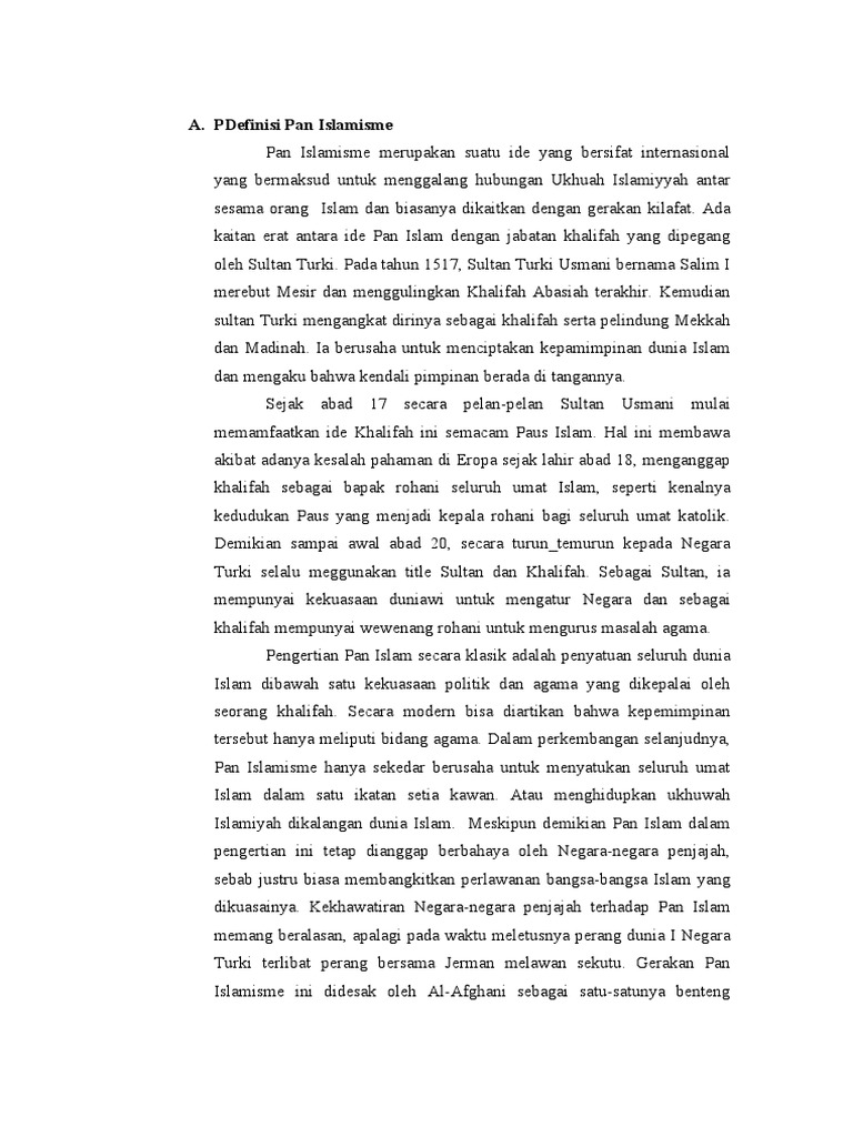 Pan Islamisme Dan Konsep Negara Islam Modern | PDF