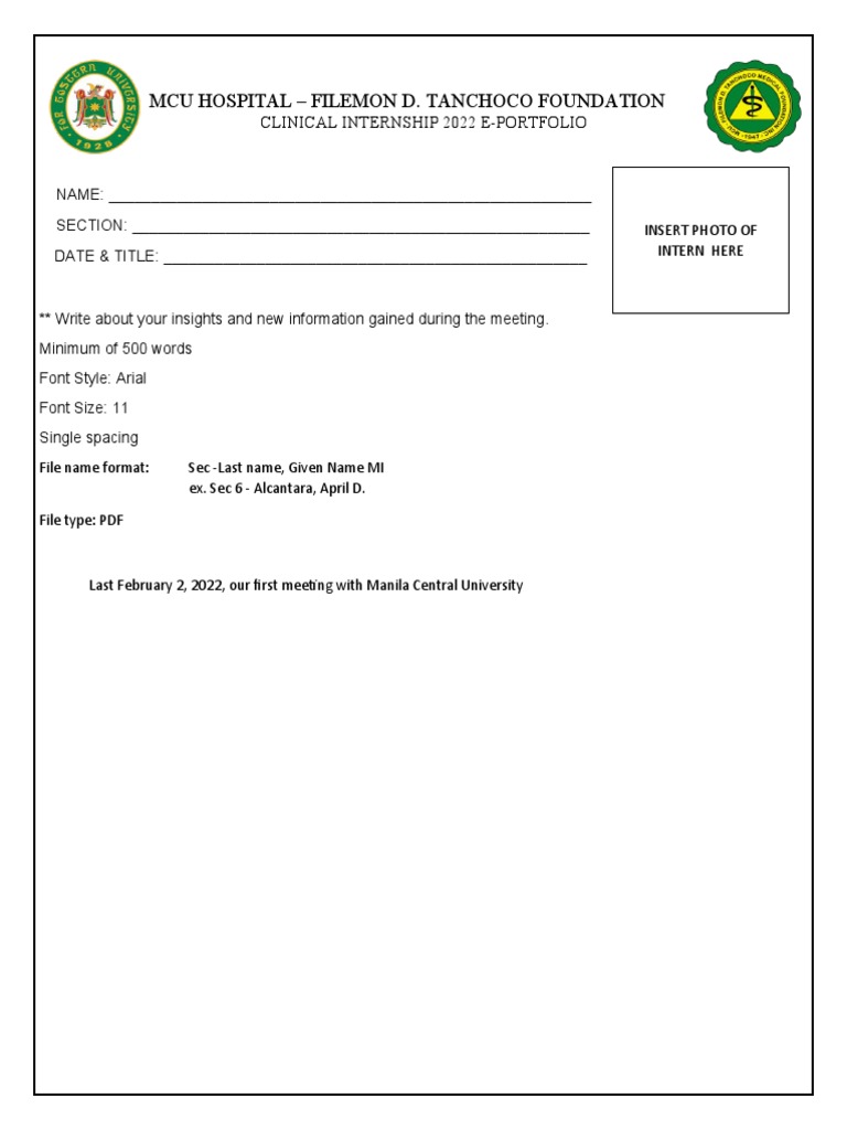 Mcu Hospital - Filemon D. Tanchoco Foundation: Clinical Internship 2022 ...