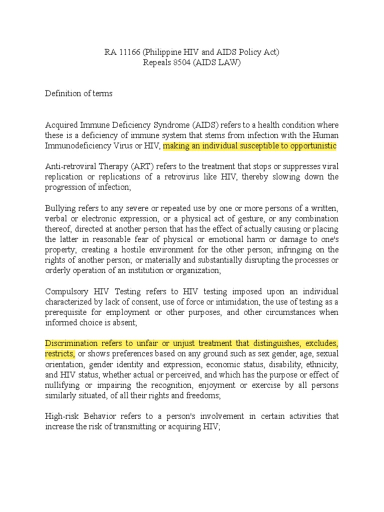 RA 11166 and RA 7170 | PDF | Hiv/Aids | Will And Testament
