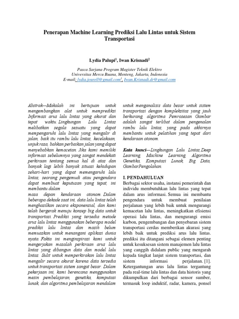 Penerapan Machine Learning Prediksi Lalu | PDF