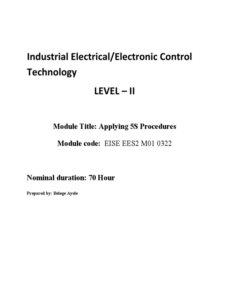 Industrial Electrical/Electronic Control Technology Level - Ii | PDF | Occupational Safety And ...
