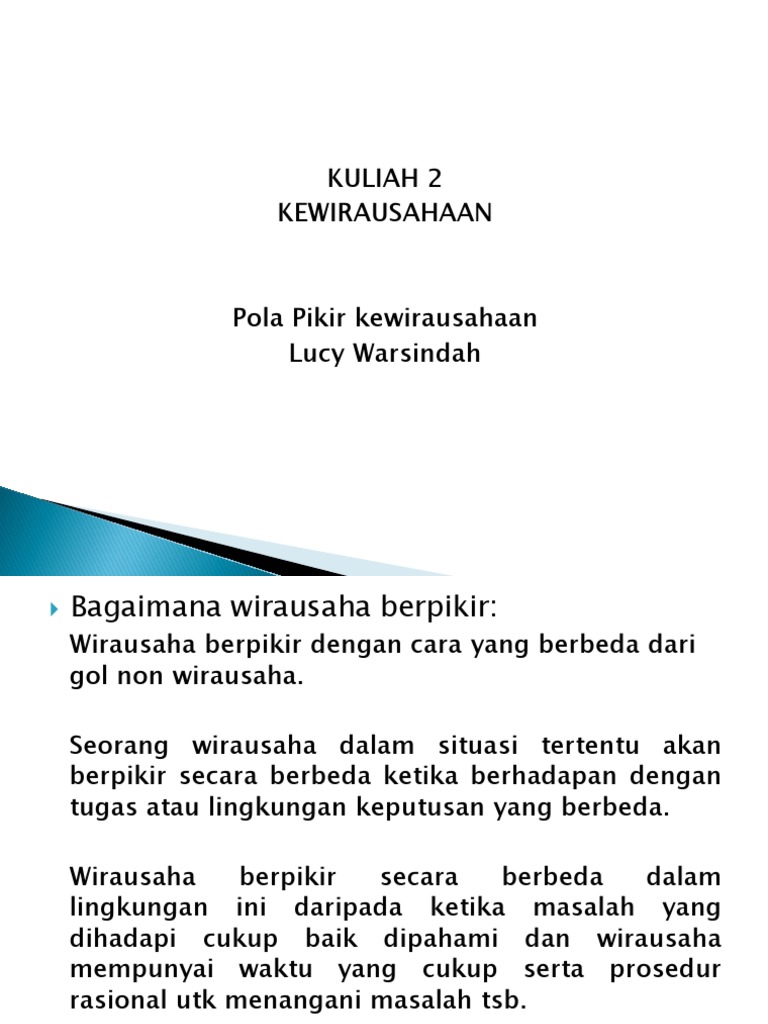 Kuliah 2 Kewirausahaan | PDF | Bisnis
