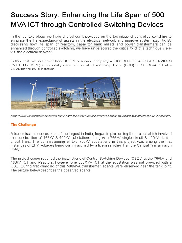 Enhancing The Life Span of 500 MVA ICT Through Controlled Switching ...