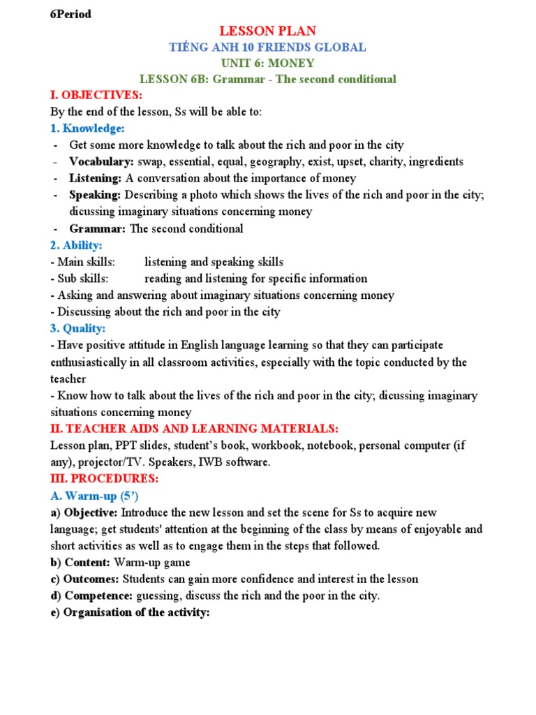 Lesson Plan 6B | PDF | Lesson Plan | Cognitive Psychology