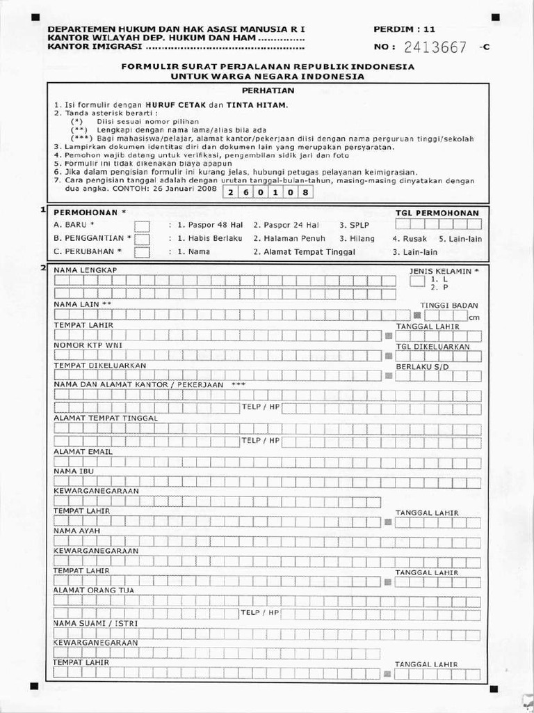 Form Pengajuan Paspor | PDF