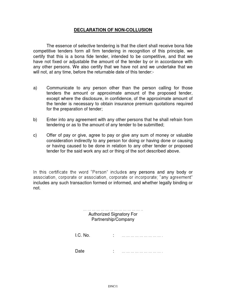 02 Declaration of Non Collusion | PDF