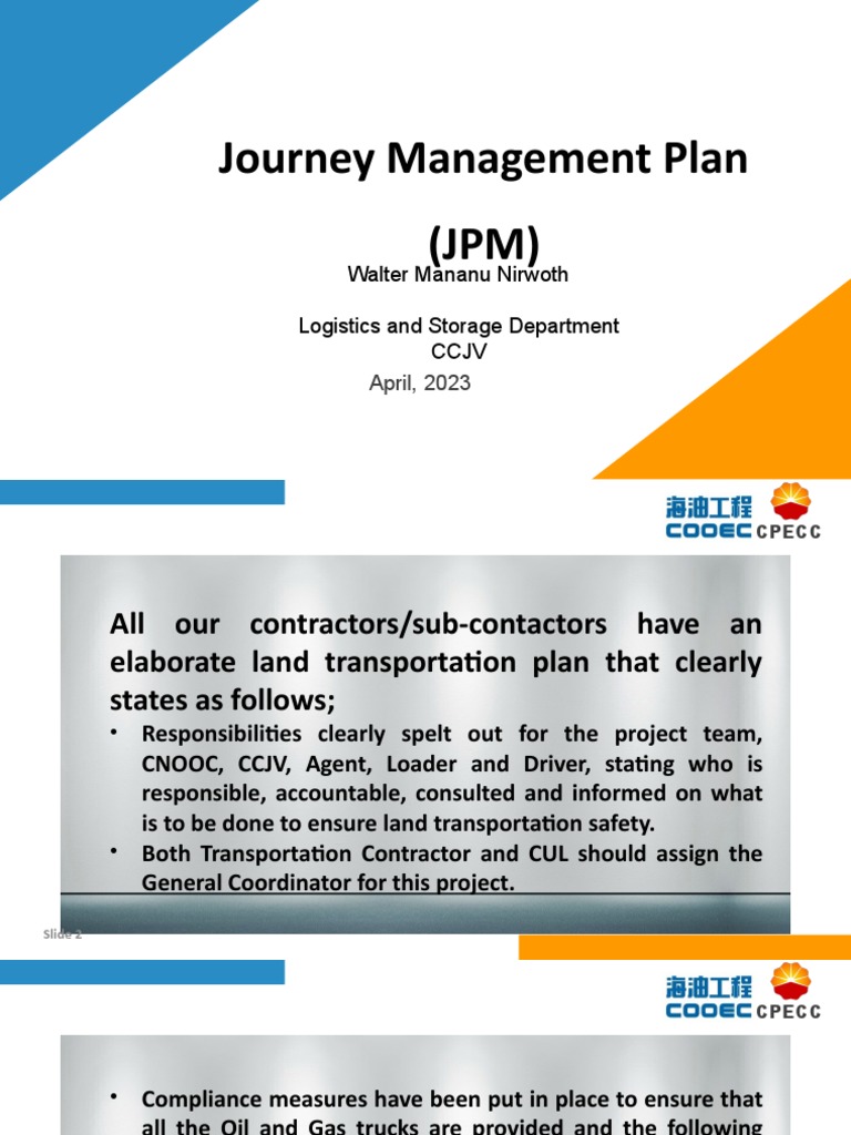 Journey Management Plan (JPM) : Walter Mananu Nirwoth Logistics and ...