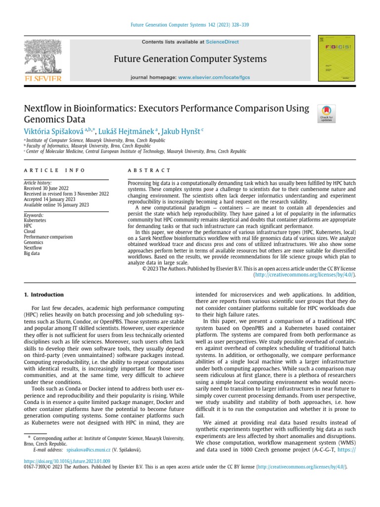 Nextflow in Bioinformatics Executors Performance - 2023 - Future Generation Co | PDF | Process ...
